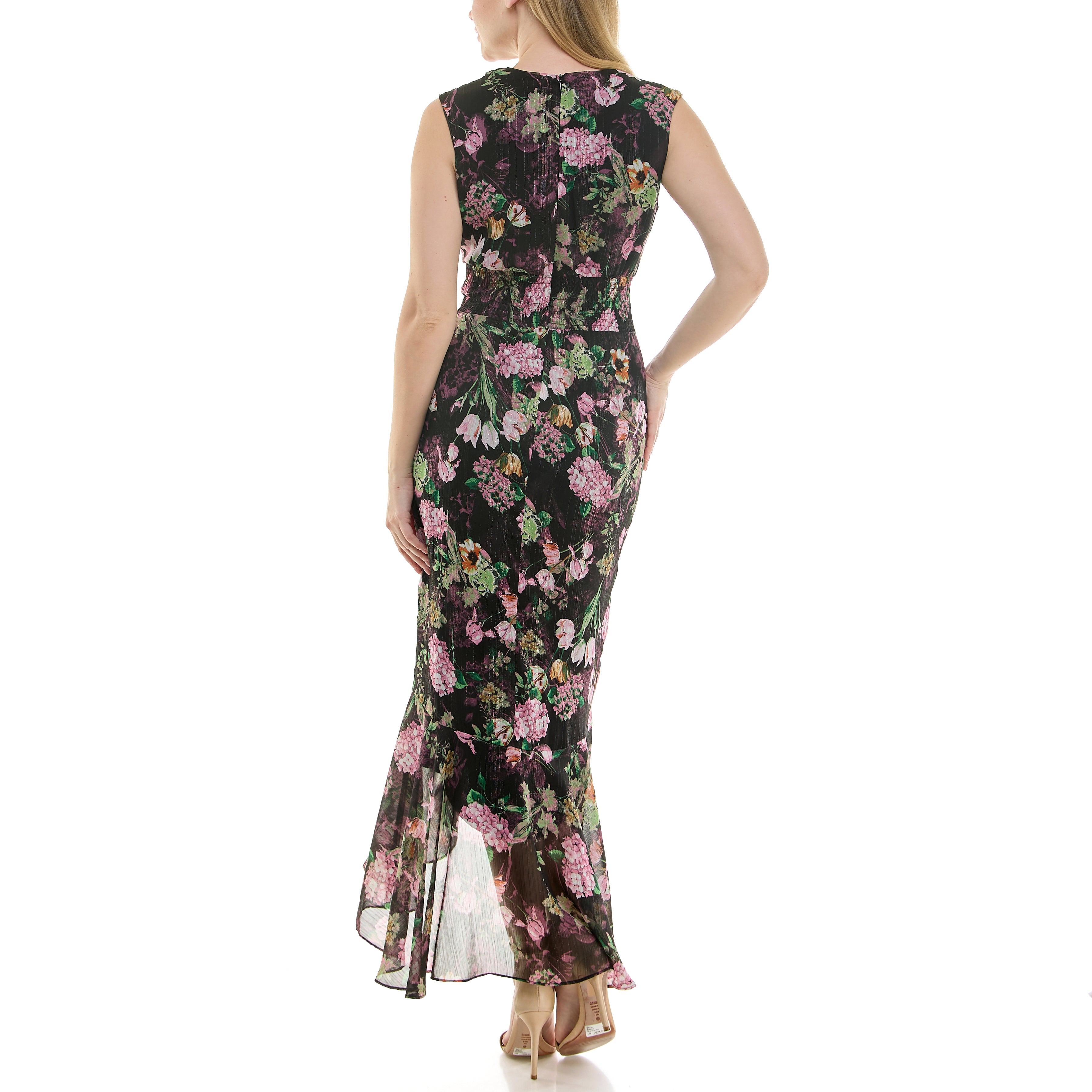 Maison Tara Sleeveless Floral Print Ruffled Maxi Dress Maison Tara Sleeveless Floral Print Ruffled Maxi Dress